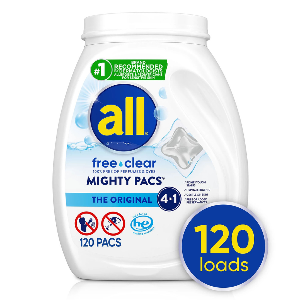 All Free Clear MIGHTY PACS Laundry Detergent Pacs, The Original,120 ct