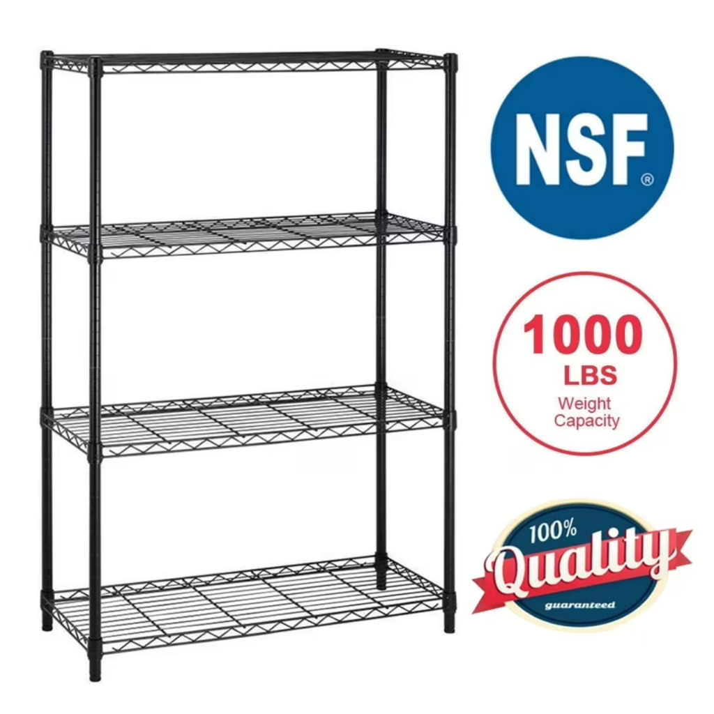 BestOffice 4 Shelf Wire Shelving Unit Garage NSF Wire Shelf Metal Stor